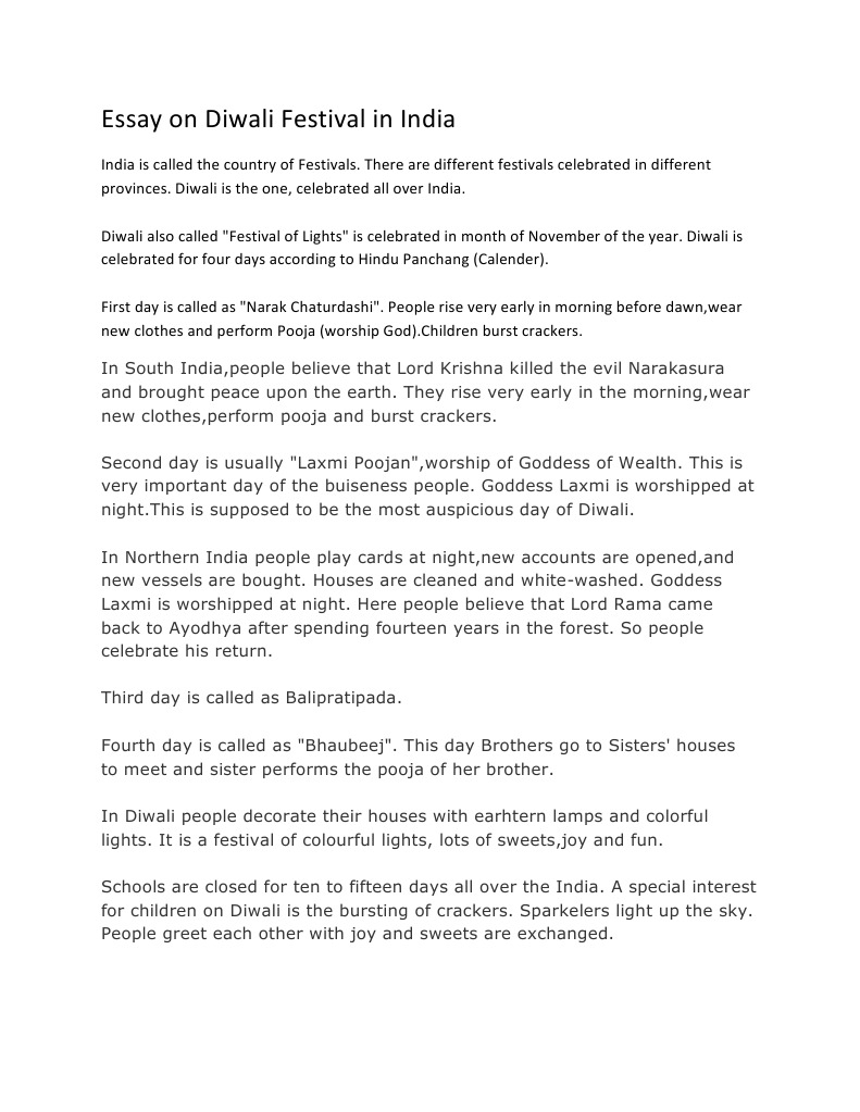 Essay On Diwali Festival in India | PDF | Religion & Spirituality