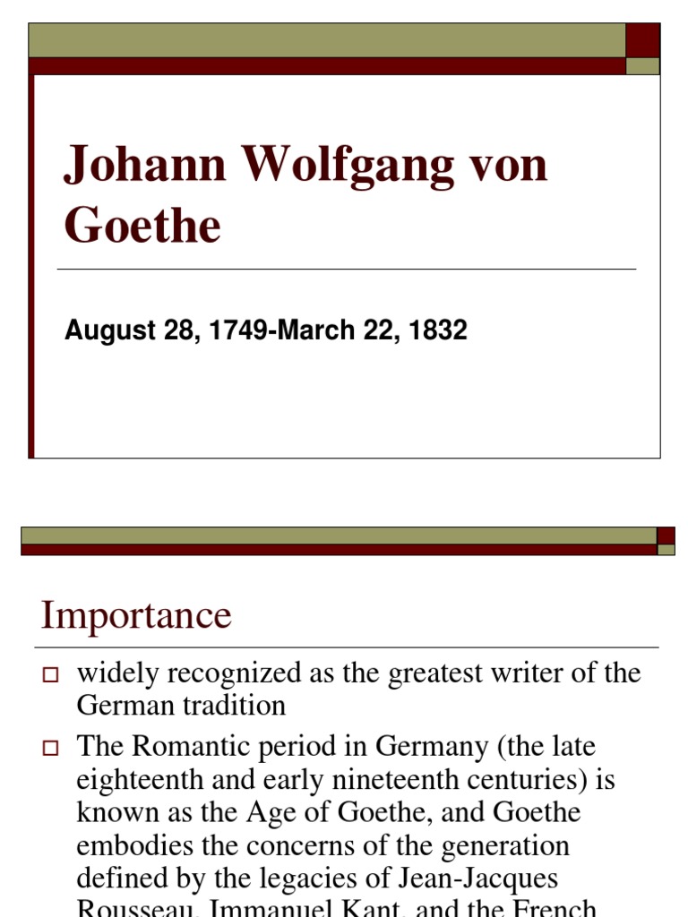Goethe: Life and Literary Impact | PDF | Johann Wolfgang Von Goethe ...