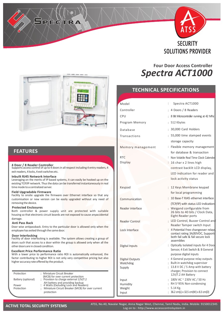 Spectra ACT 1000 | Access Control | Electronic Engineering