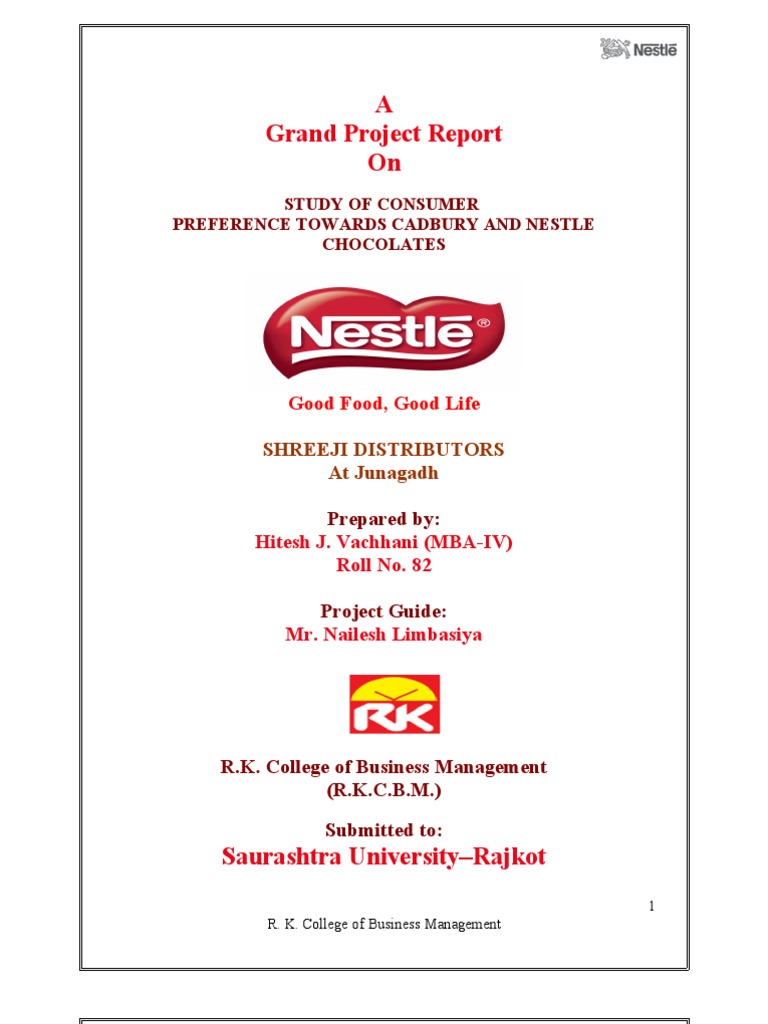 The Final Nestle Research Project 2272 | PDF | Chocolate | Sampling (Statistics)