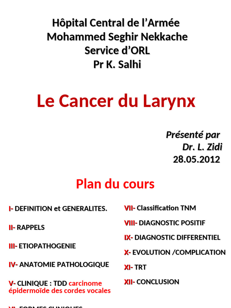Cancer Du Larynx 2012 | PDF | Larynx | Spécialités médicales