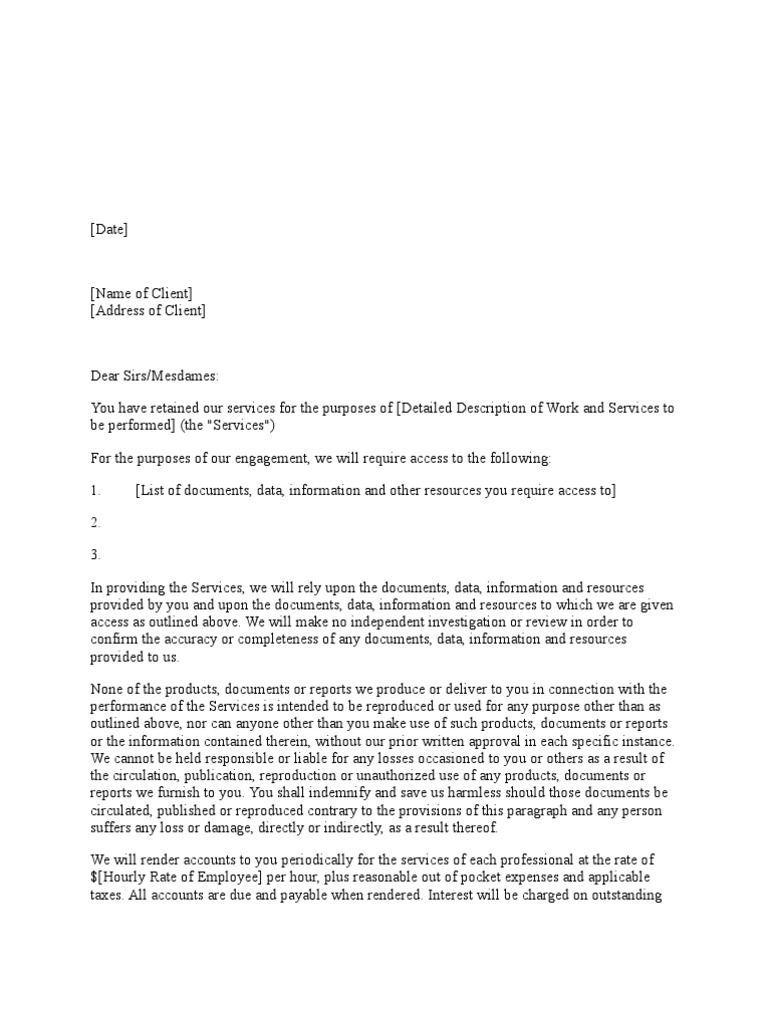 Engagement Letter (Simple) | PDF | Confidentiality | Common Law