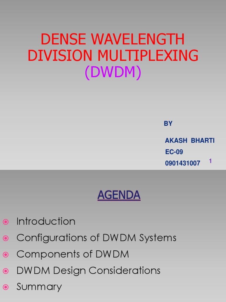 DWDM PPT Industrial Seminar | PDF | Wavelength Division Multiplexing ...