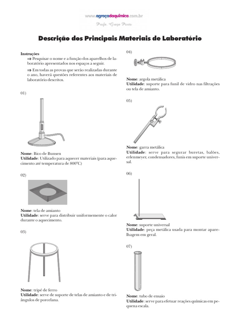 Descrição Dos Principais Materiais de Laboratório | PDF | Filtragem ...