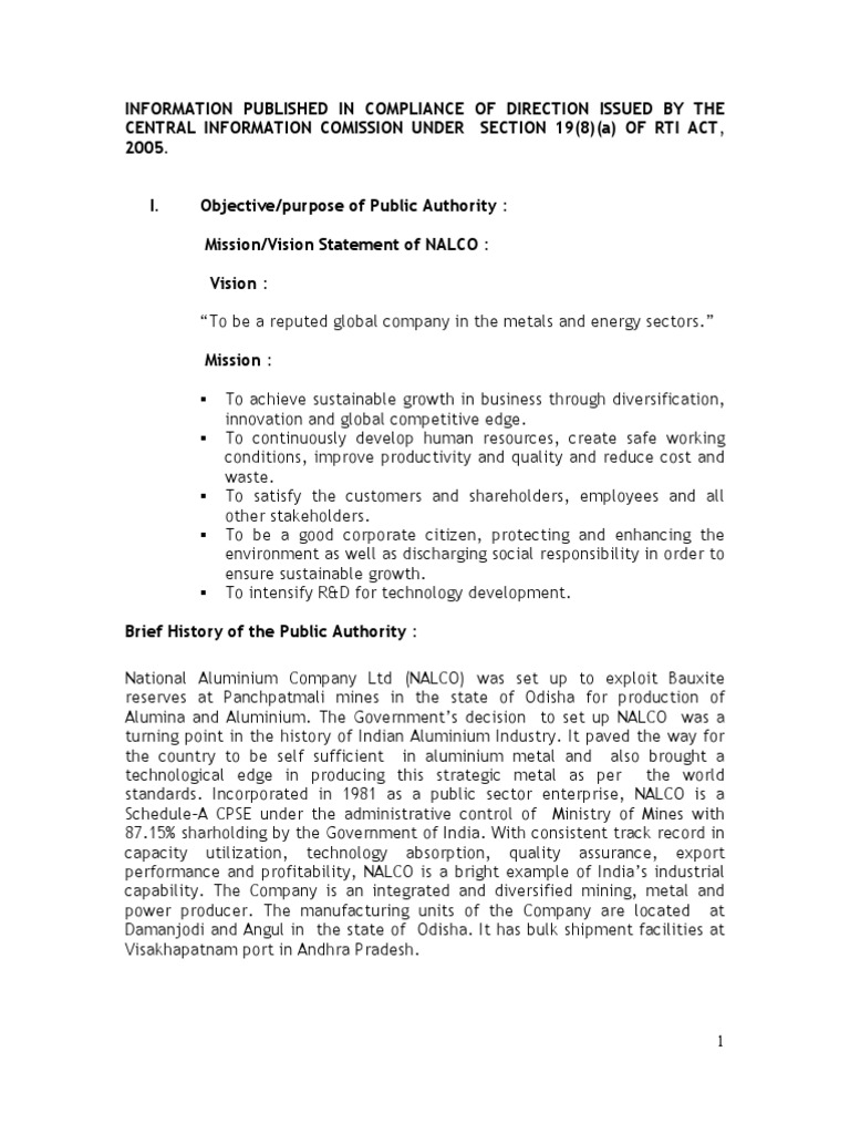 NALCO: India's Aluminium Pioneer | PDF | Board Of Directors | Aluminium ...