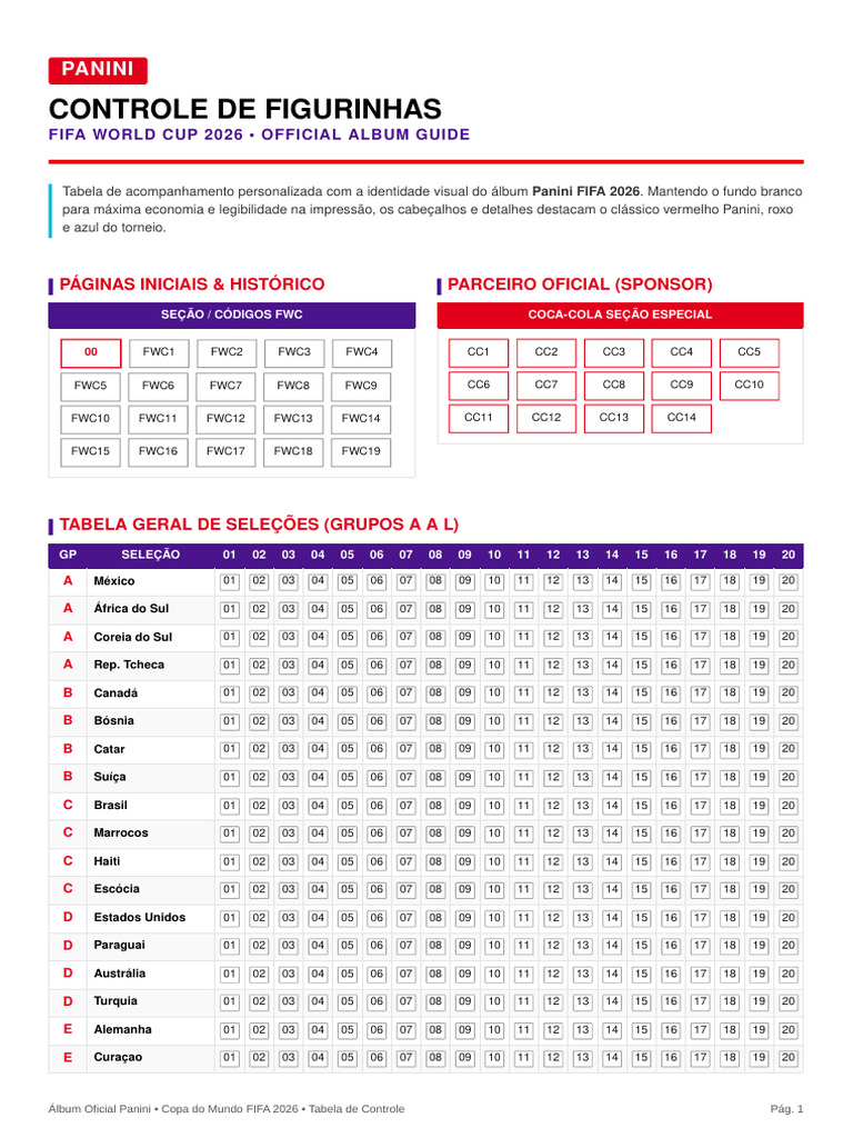 Controle_Figurinhas_Panini_FIFA_2026 | PDF