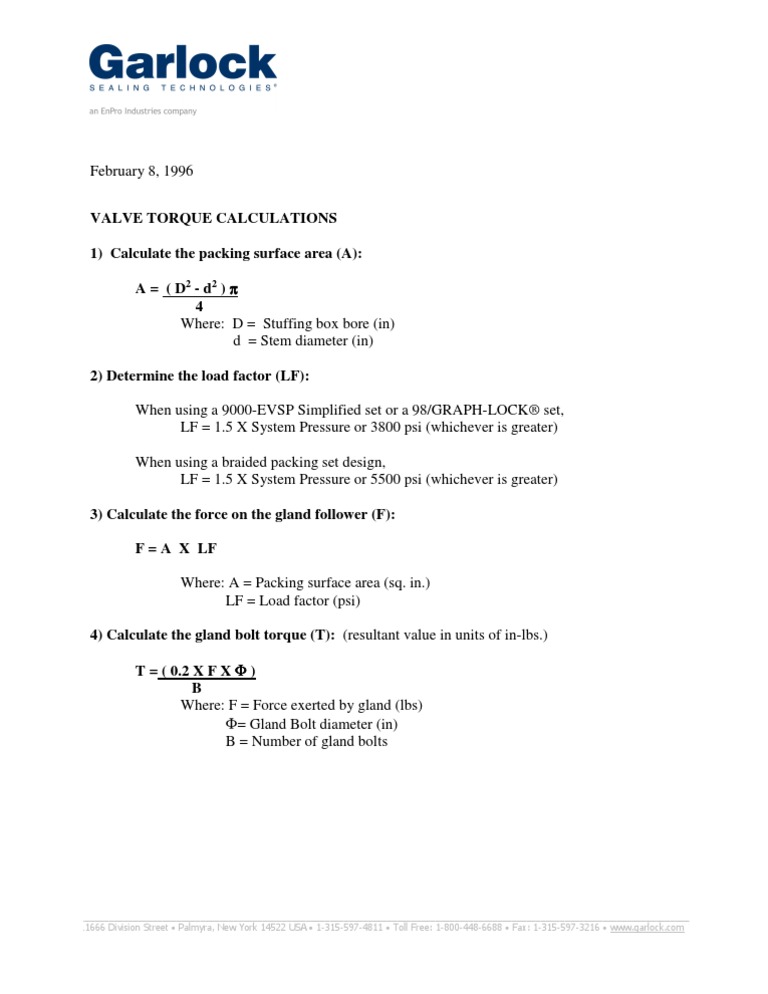 Valve Torque Calculations | PDF | Machines | Mechanical Engineering