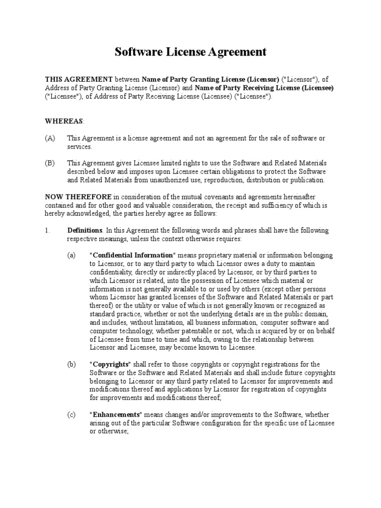 Software License Agreement (Perpetual) | PDF | License | Copyright