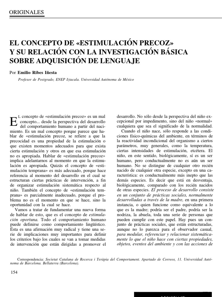 Estimulacion Definicion Por Emilio Ribes | PDF | Comportamiento ...