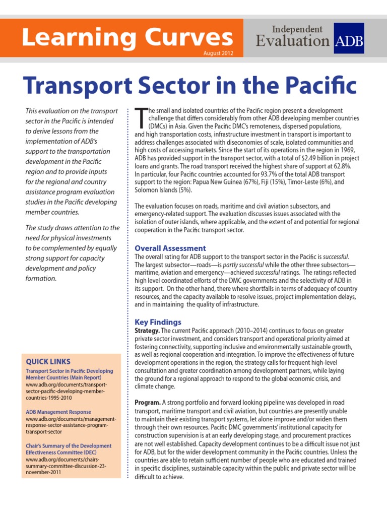 Pacific Transport Sector Evaluation Insights | PDF | Asian Development ...