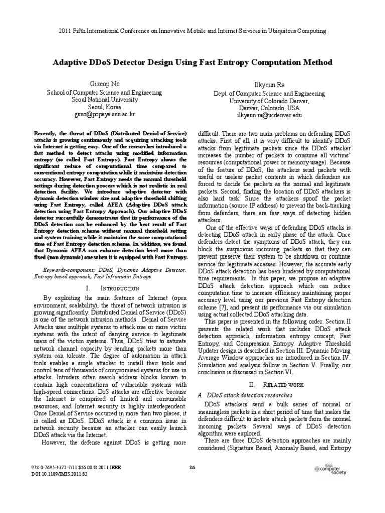 Adaptive Fast Entropy | PDF | Denial Of Service Attack | Areas Of ...