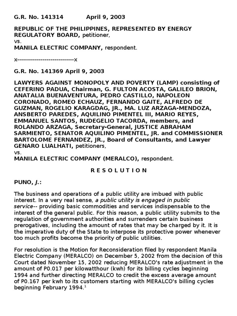 MERALCO Overcharge Resolution | PDF