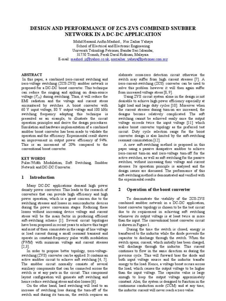 Implementation of ZVS-ZCS Combined Snubber Network | PDF | Electrical ...