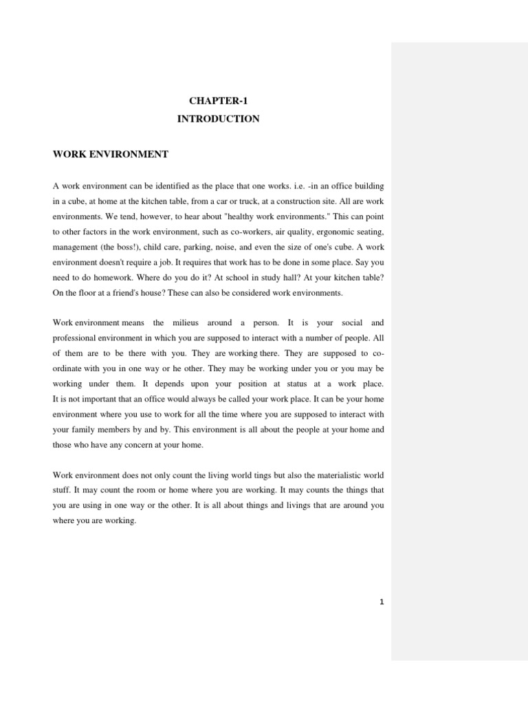 "Work Place Enviorment and Its Impact On Employee's Work Satisfaction ...