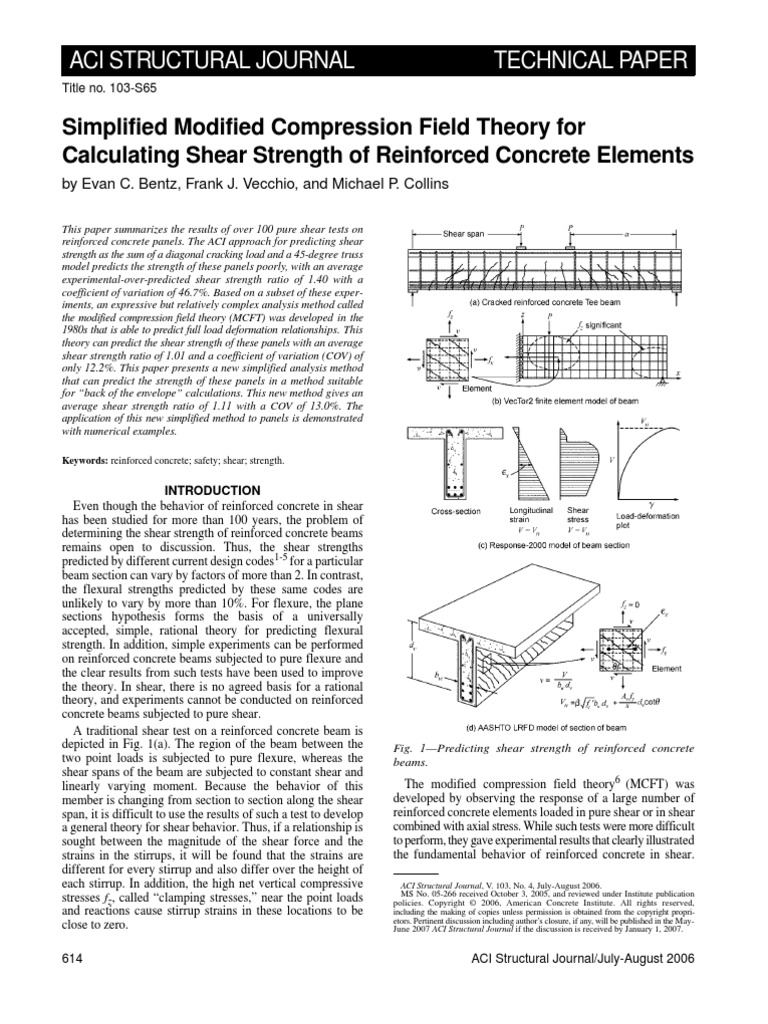 Simplified Modified Compression Field Theory For Calculating Shear ...