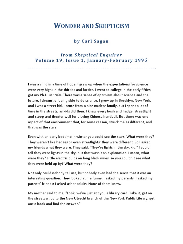 Carl Sagan Wonder and Skepticism Sec | Download Free PDF | Atmosphere ...