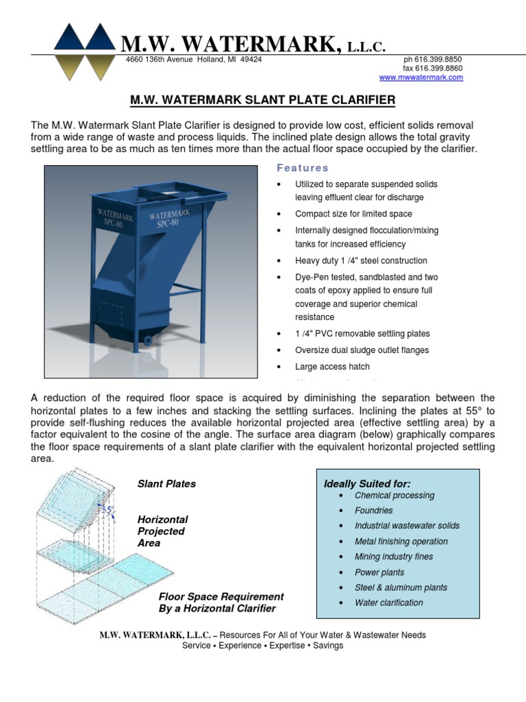 M.W. Watermark Slant Plate Clarifier | PDF | Chemical Engineering ...