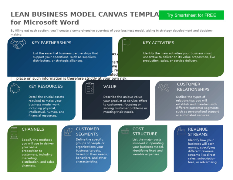 IC Lean Business Model Canvas Template for Microsoft Word WORD | PDF ...