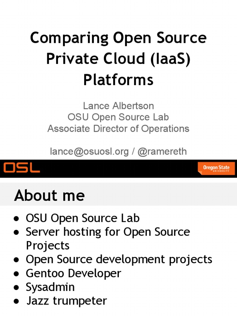 Comparing Open Source Private Cloud Platforms Presentation | PDF | Open Stack | Cloud Computing