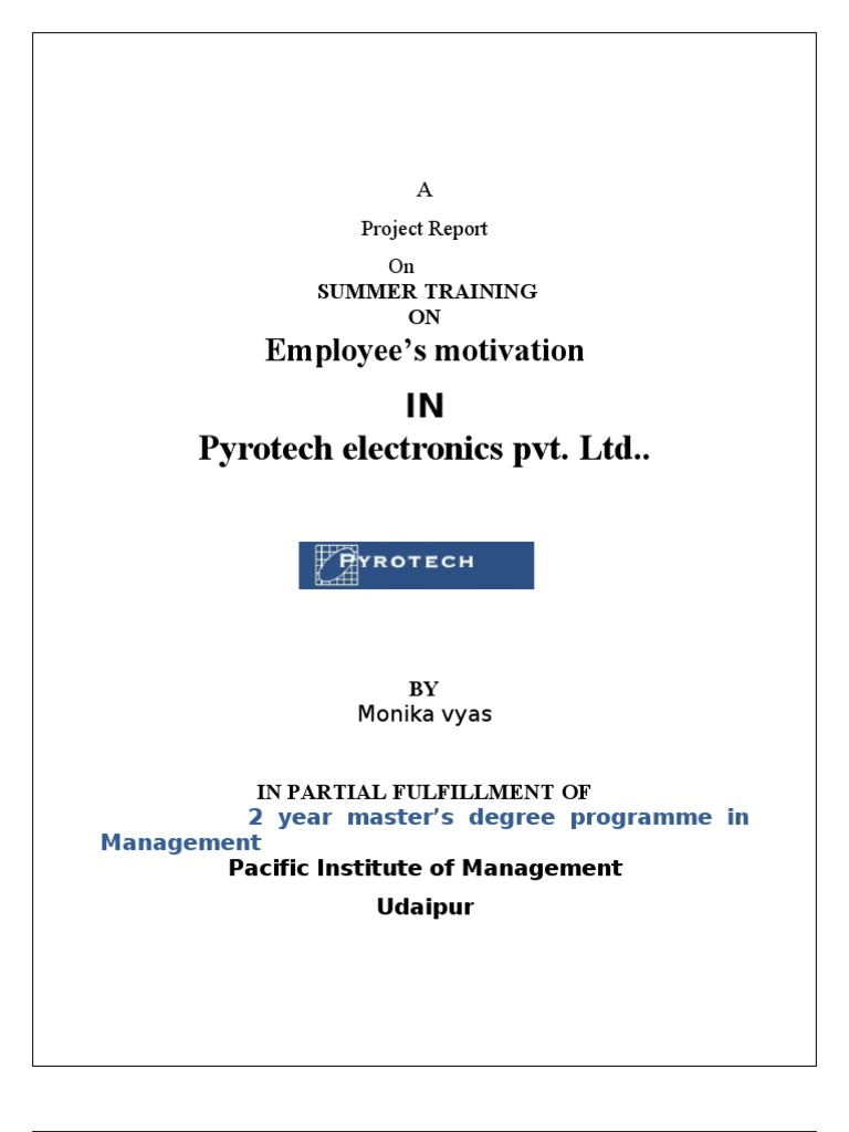 Employee Motivation Project Report | PDF | Motivation | Motivational