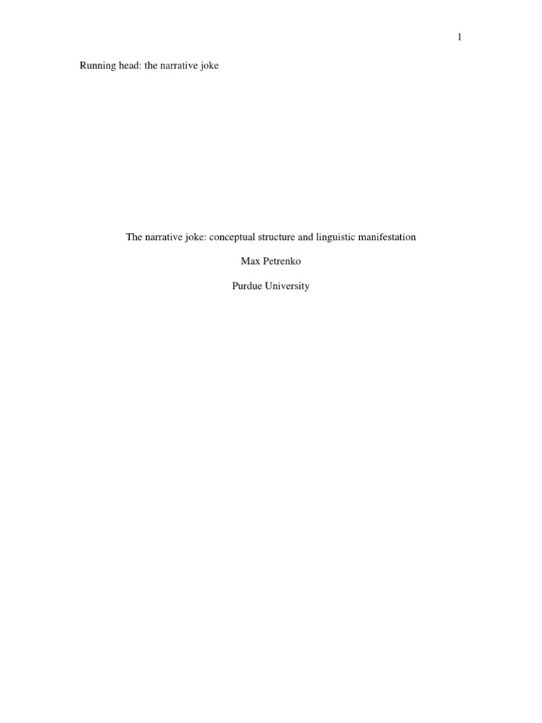 The Narrative Joke: Conceptual Structure and Linguistic Manifestation ...
