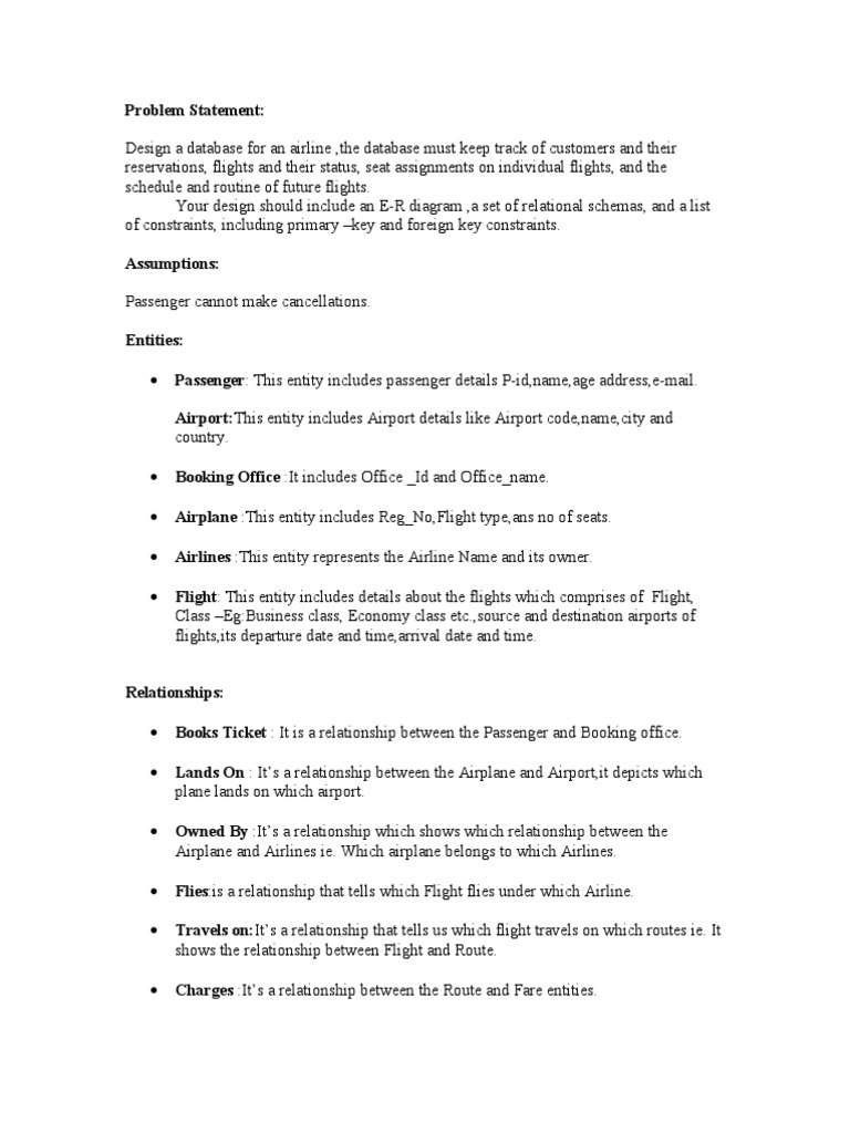 Airline Database Design Overview | PDF
