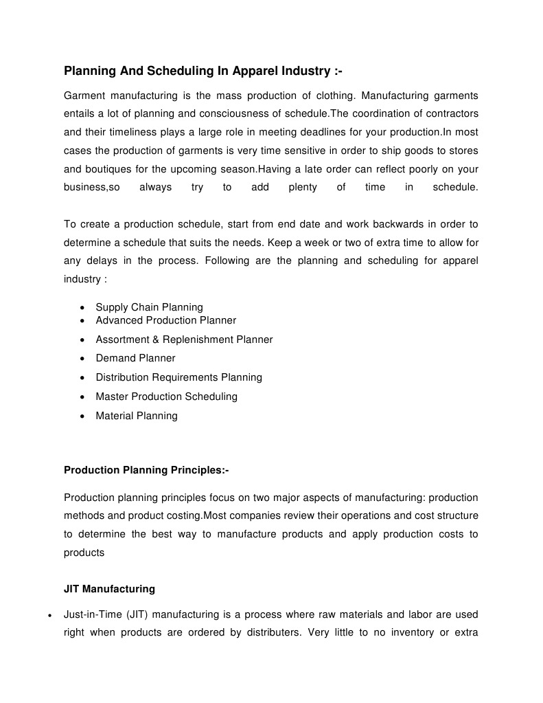 Planning and Scheduling in Apparel Industry | Download Free PDF ...