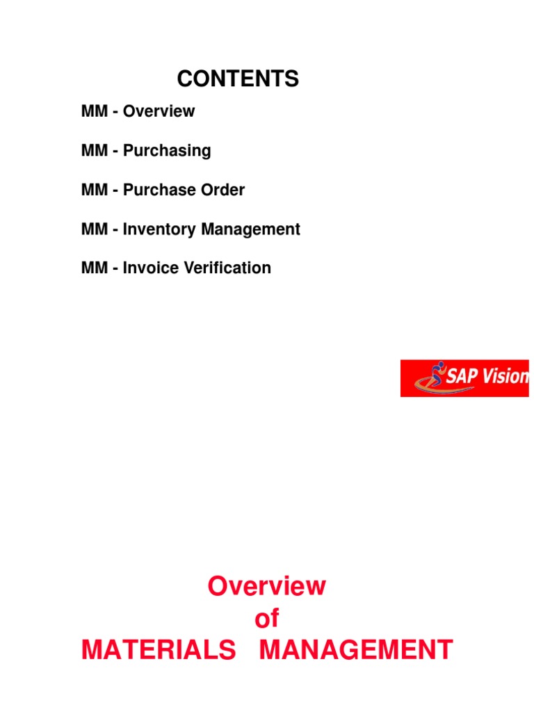 Materials Management Overview Guide | PDF | Invoice | Warehouse