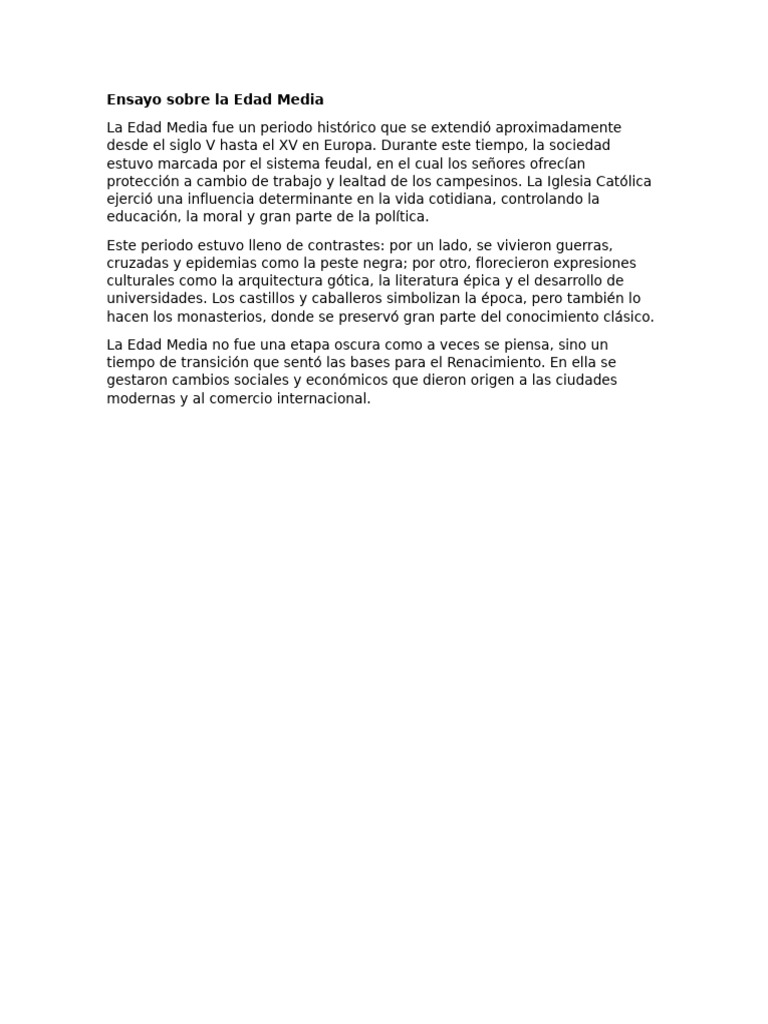 Ensayo sobre la Edad Media | PDF