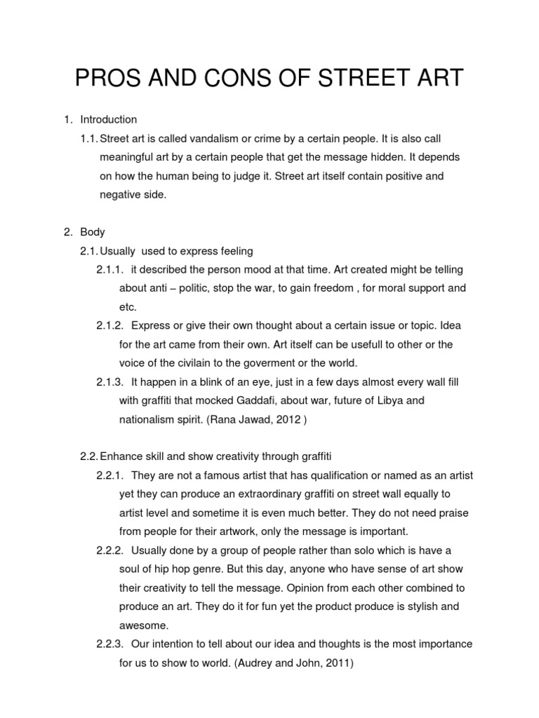 Pro and Cons of Street Art | PDF | Street Art | Graffiti