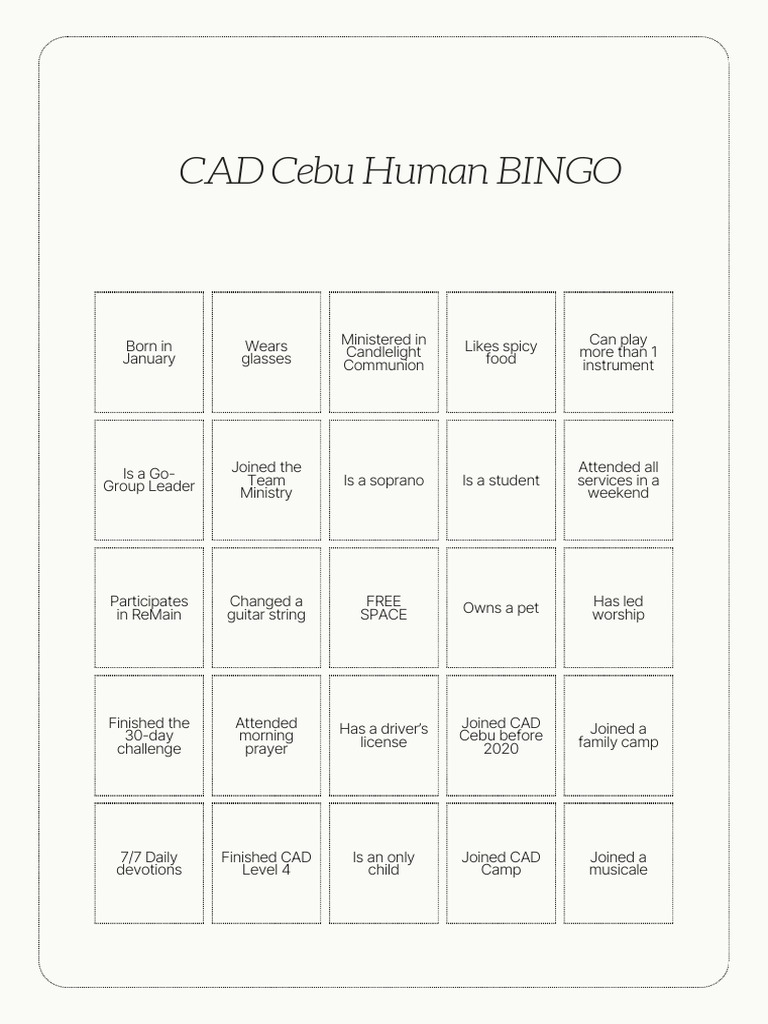 Cad Cebu Human Bingo | PDF