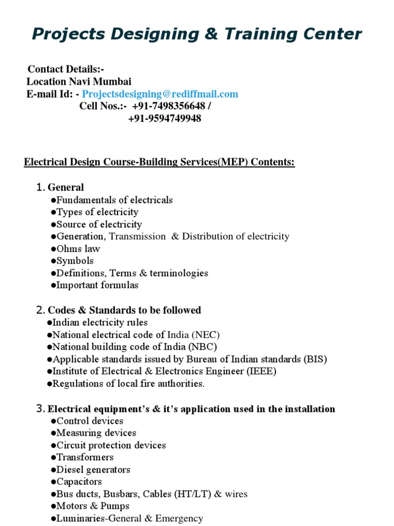 Electrical Design Training Course | PDF | Relay | Electrical Substation
