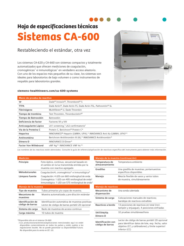 QR700008192 - SLS OUS CA-600 Systems SHS Spec Sheet 3268 03 2024 (ESP ...