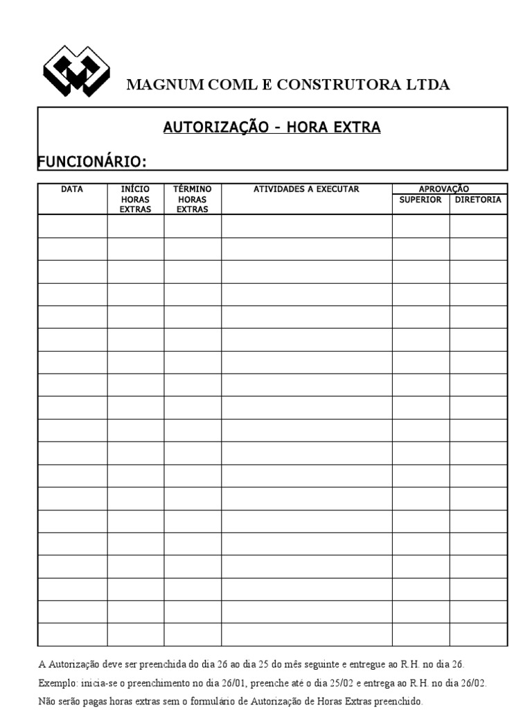 Form Horas Extras | PDF