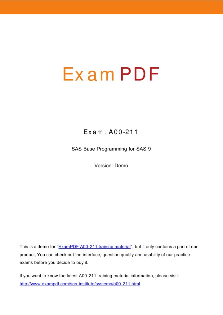 Sas Institute A00 211 Exam | PDF | Sas (Software) | Data Management