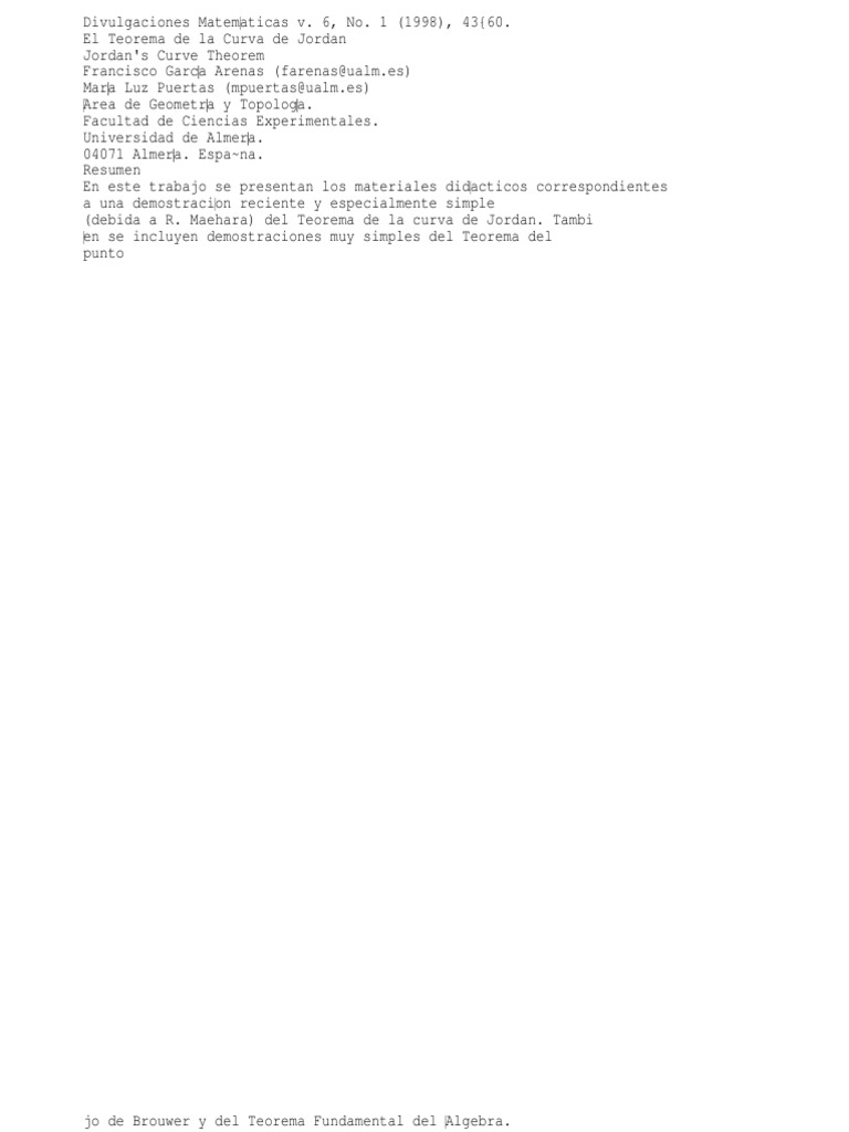 El Teorema de La Curva de Jordan | Descargar gratis PDF | Curva ...