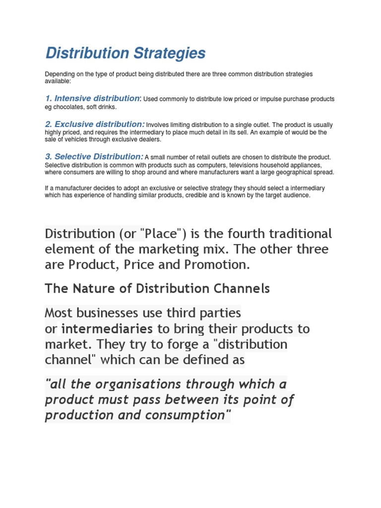 Distribution Strategies | PDF | Distribution (Business) | Retail