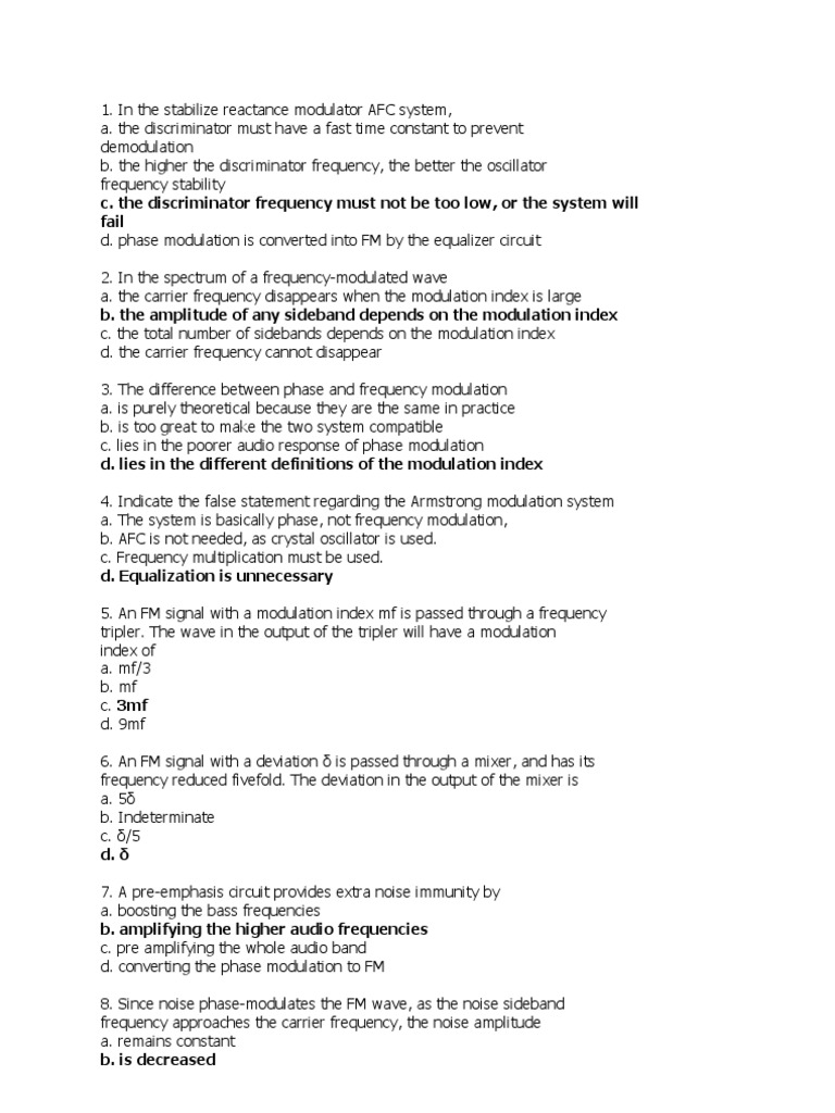 50 Questions | PDF | Frequency Modulation | Modulation