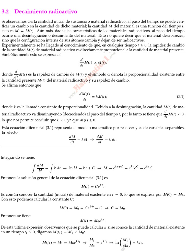 Decaimiento Radioactivo | PDF | Desintegración radioactiva | Ecuaciones