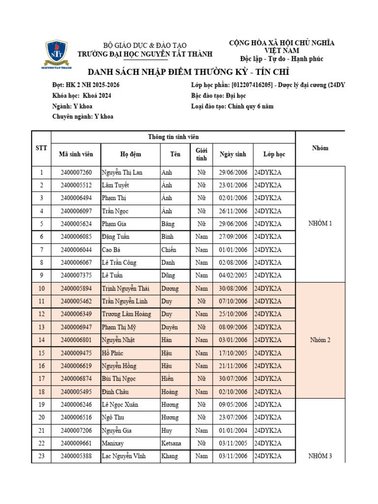 Duoc Ly Dai Cuong (24DYK2A) - 03-02-2026-070948 - E035002 | PDF