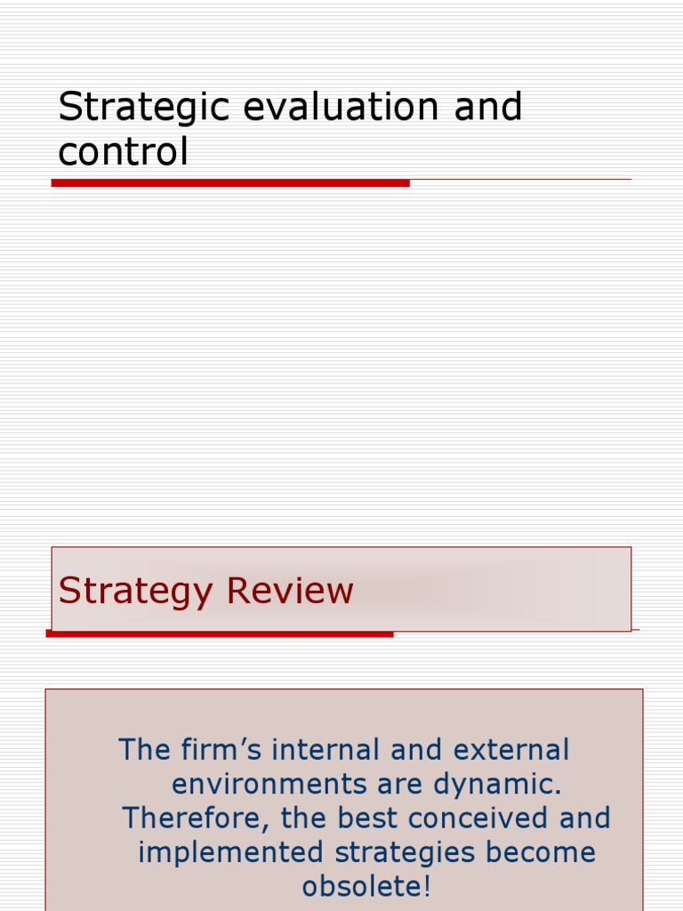 Strategic Evaluation and Control | PDF | Strategic Management | Evaluation