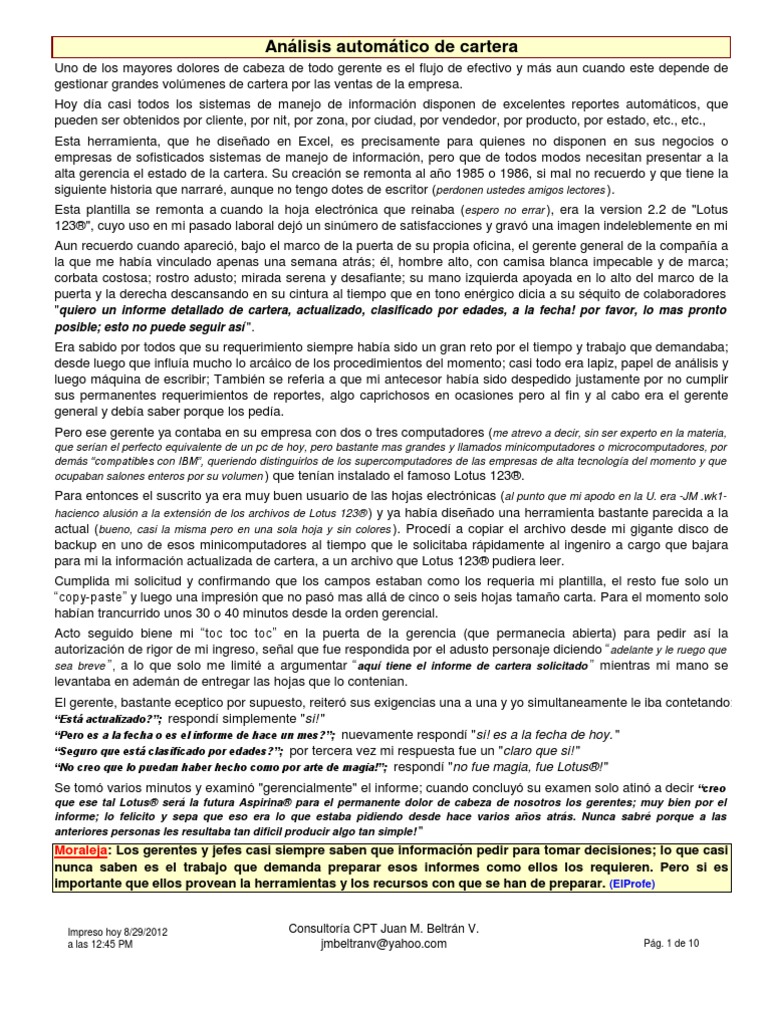 Analisis de Cartera Por Edades | PDF | Hoja | Archivo de computadora