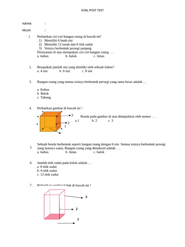 Soal Post Test | PDF