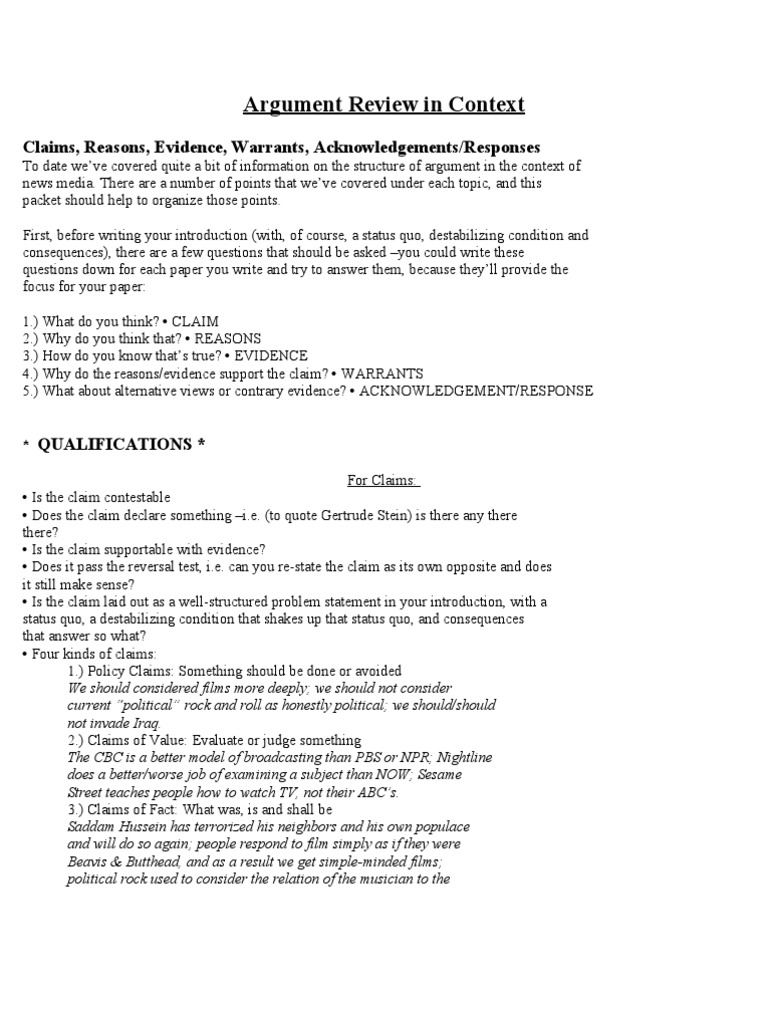 Structuring Arguments in Media Analysis | PDF