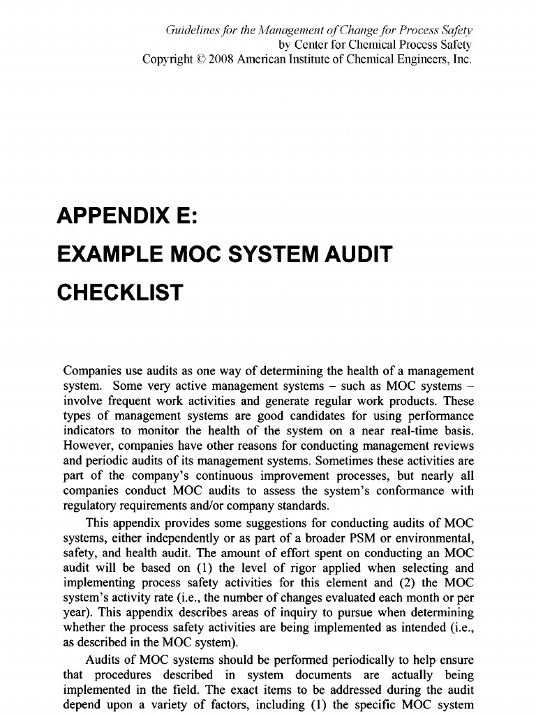 PSM Audit Checklist | Audit | Safety