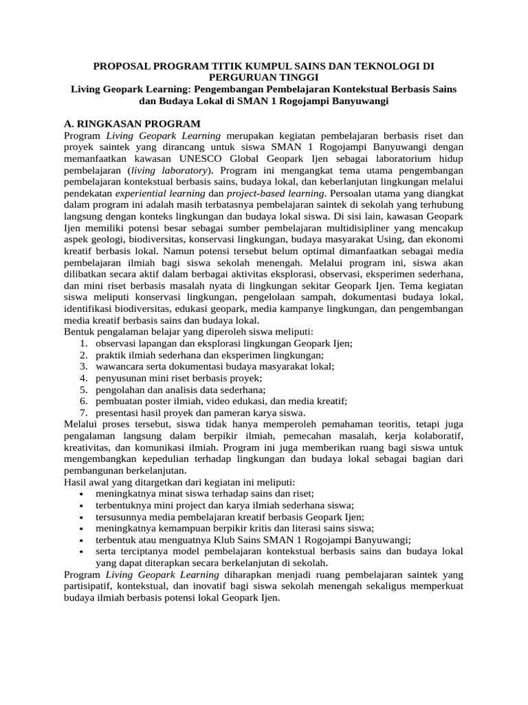 Copy Proposal Program Titik Kumpul Sains Dan Teknologi Di Perguruan ...