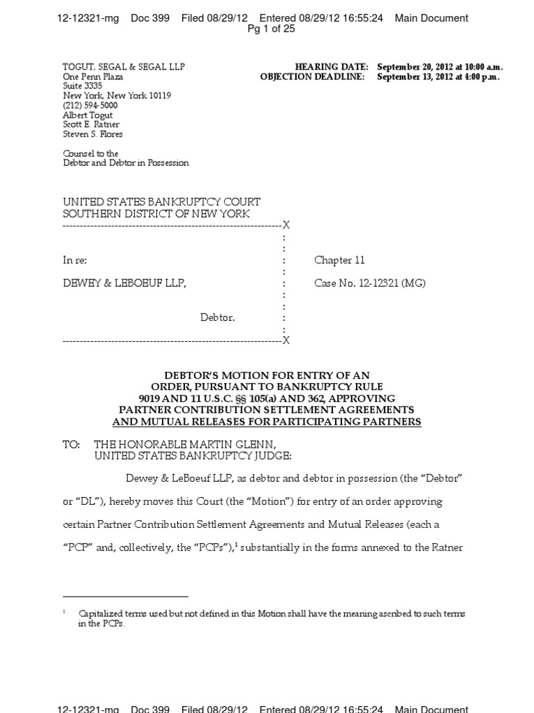 Debtors Motion For Entry of Order Approving PCP | PDF | Chapter 11 ...