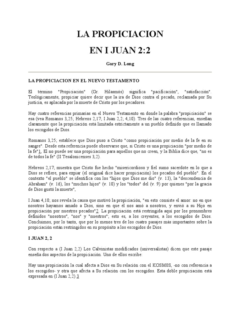 Significado de la Propiciación en I Juan | PDF | calvinismo | Cristo ...
