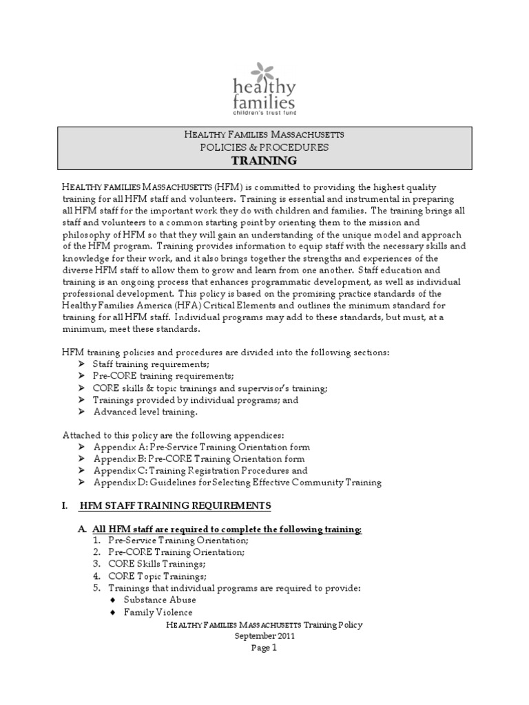 HFM Staff Training Policy Overview | PDF | Business
