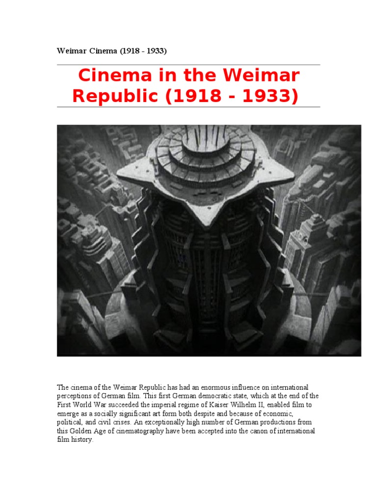 Weimar Cinema | PDF | Cinema Of Germany | Weimar Republic